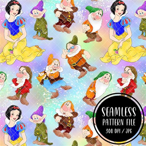 Princess Snow White Seamless Pattern Digital Paper Background Download