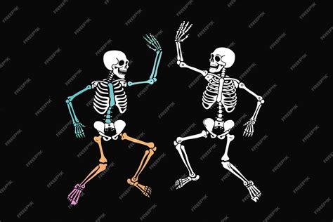 Skeletons Dancing Together In Celebration Premium Ai Generated Vector