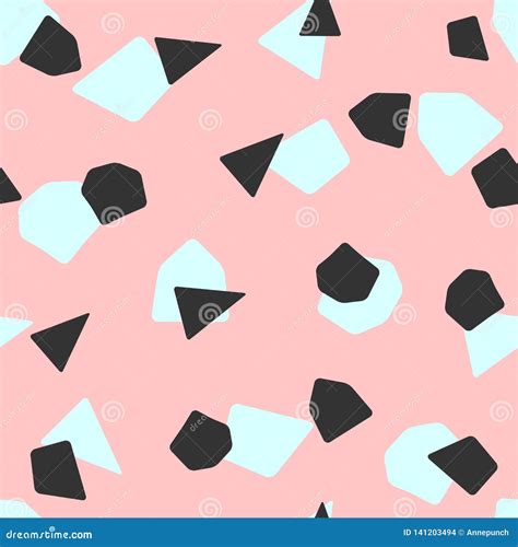 Cute Seamless Pattern With Repetitive Geometric Shapes Simple Girly Print Stock Vector