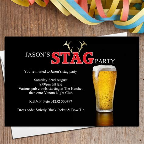 Stag Party Invitation Ideas Pint Of Beer Party Invitations