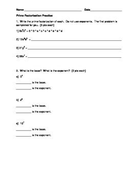 Prime Factorization Practice By Multiplicity Teachers Pay Teachers