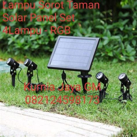 Jual SPECIAL LAMPU TAMAN LED SOLAR PANEL SET LAMPU LAMPU SOROT LED TAMAN RGB Di Seller