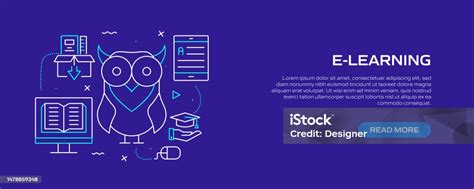 Elearning 관련 라인 스타일 배너 디자인 웹 페이지 헤드 라인 브로셔 연례 보고서 및 책 표지 교습에 대한 스톡 벡터 아트 및 기타 이미지 Istock