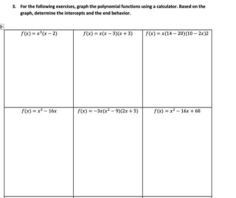 Solved 3 For The Following Exercises Graph The Polynomial Chegg Com