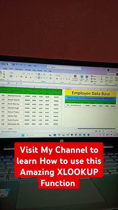 Xlookup Function In Excel Shortsfeed Exceltutorial Shorts Youtube