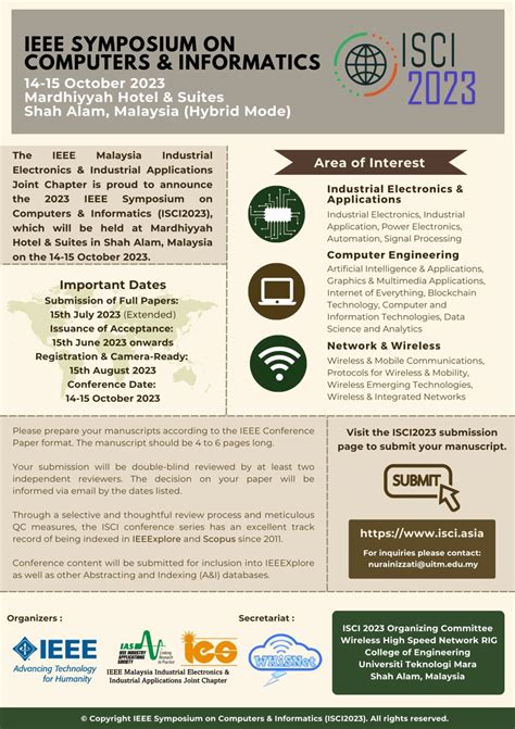 Call For Papers And Reviewers 2023 Ieee Symposium On Computers And Informatics Isci 2023