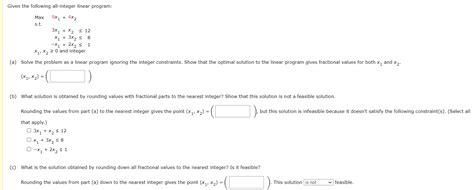 Solved Given The Following All Integer Linear Program Max