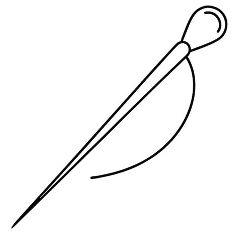 Sewing Needle Outline Coloring Book Page Line Art Drawing Premium Ai