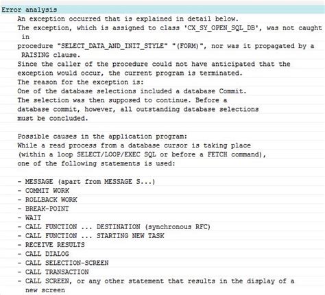 Solved Error Invalid Interrupting Of A Database Selectio Sap