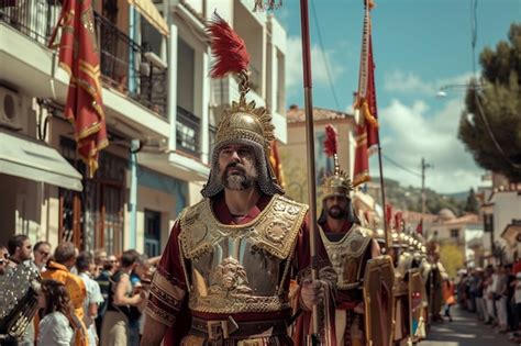 A Man In A Gold And White Costume Is Walking In A Parade Premium Ai