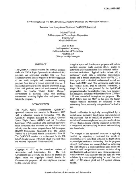 Spacecraft Transients Load Analysis Pdf Nasa Goddard Space Flight