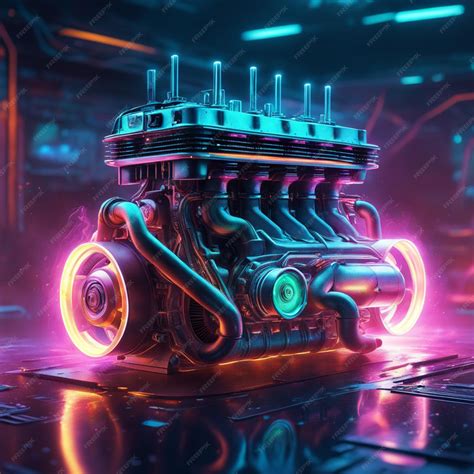 Premium Ai Image Neon Light Engine Car Is A Custom Car That Has Been