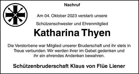 Traueranzeigen Von Katharina Thyen Om Trauer De