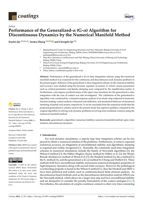 Pdf Performance Of The Generalized α G α Algorithm For