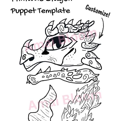 Hand Paper Dragon Puppet Template Etsy