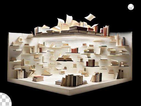 A Diorama Of An Invisible Library With Floating Books Showcasing The