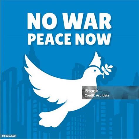 전쟁은 없다 무료 자유 기 지원 평화를 위하여 전쟁을 멈춰라 비둘기 세계 소녀와 비둘기 마음의 평화 0명에 대한 스톡 벡터 아트