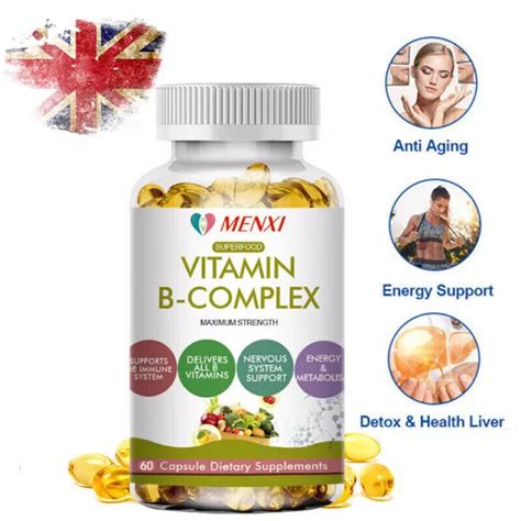 60x Vitamin B Complexvitamins B1 B2 B3 B5 B6 B8b12energy
