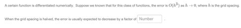 Solved A Certain Function Is Differentiated Numerically Chegg