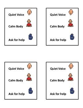 Visual Reminders For Desks Quiet Voice Calm Body Ask For Help By