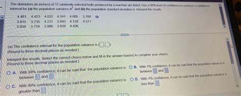 Solved Interval For A The Population Variance