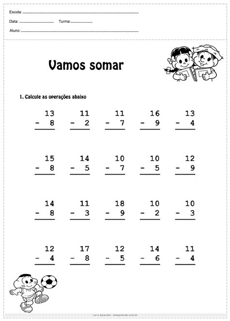 Atividade Subtração Com Reserva 3 Ano Edukita
