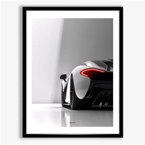 Mclaren P1 Hypercar Rear View Art Minimalist Garage Decor Digital