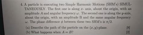 Solved A Particle Is Executing Two Simple Harmonic Chegg