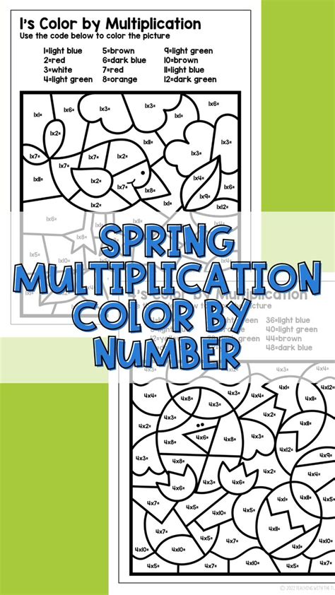 Spring Multiplication Color By Number Worksheets