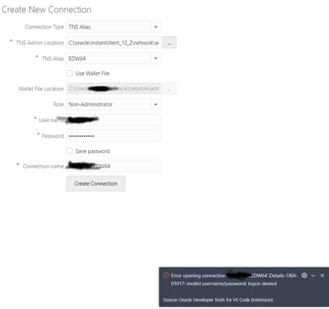 newb question getting ora 01017 invalid username password logon