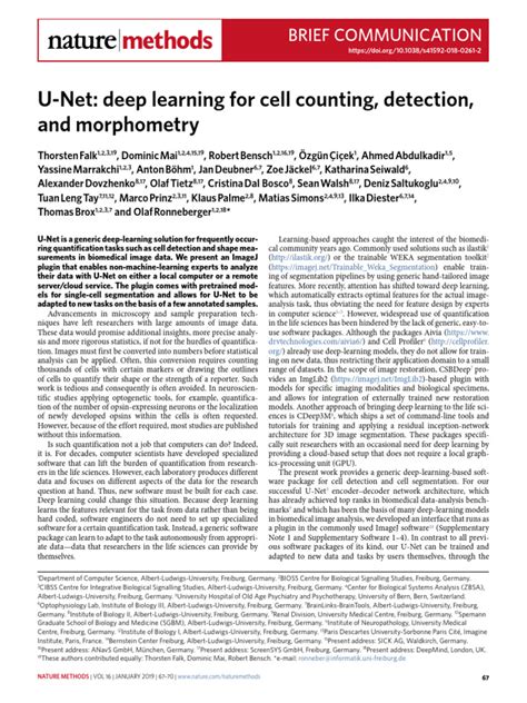 U Net Deep Learning For Cell Counting Detection And Morphometry Pdf Image Segmentation