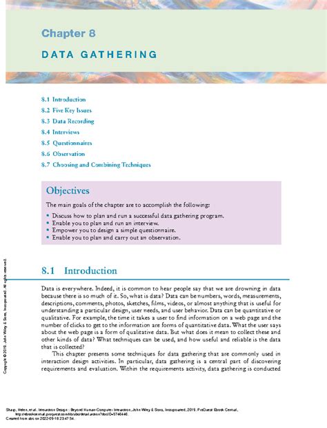 Interaction Design Beyond Human Computer Interacti Chapter 8 D A T A G A T H E R I N G