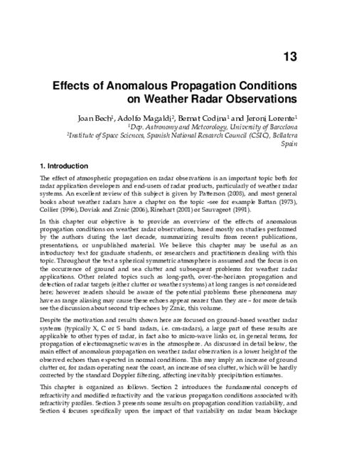 Pdf Effects Of Anomalous Propagation Conditions On Weather Radar Observations