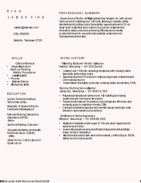 7 Roofer Employee Resume Examples And Top Skills