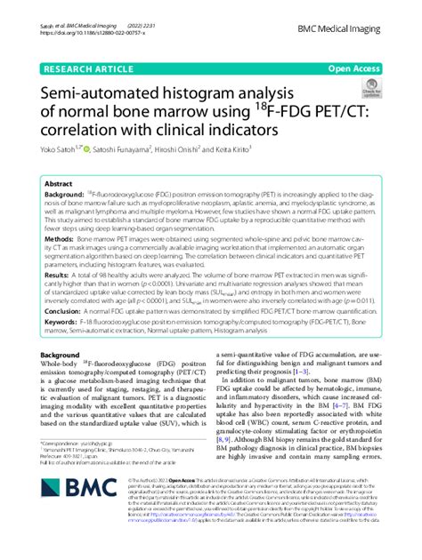 Semi Automated Histogram Analysis Of Normal Bone Marrow Using 18f Fdg