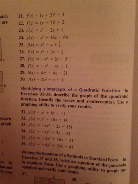 Solved Identifying X Intercepts Of A Quadratic Function In Chegg