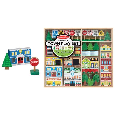 Melissa And Doug Wooden Town Play Set 32 Pieces School Specialty
