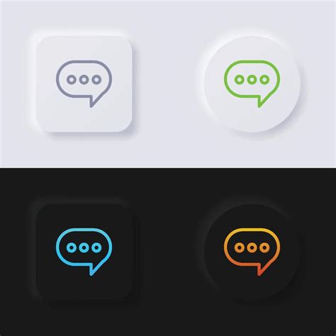 Speech Bubble Icon Set Multicolor Neumorphism Button Soft UI Design For Web Design Application