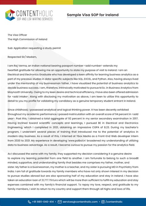 Statement Of Purpose For Ireland Visa Personal Statement Examples