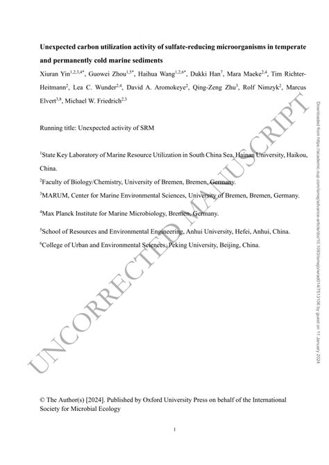 Pdf Unexpected Carbon Utilization Activity Of Sulfate Reducing Microorganisms In Temperate And