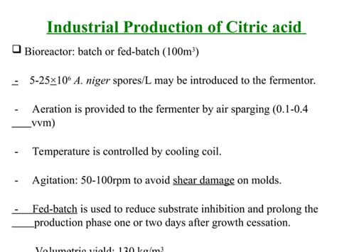 Industrial Production Of Citric Acidppt