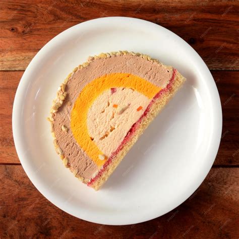 Premium Photo Colorful Cassata Ice Cream Is Served In A White Plate