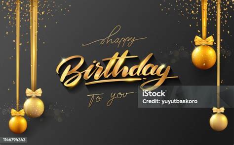 인사말 카드 및 초대장에 대 한 생일 타이포 그래피 디자인 풍선 색종이 및 선물 상자 금과 검은 색으로 우아한 디자인 생일 축 하에 대 한 디자인 서식 파일 공휴일에 대한