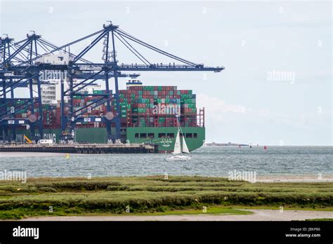 Yacht Sun Odyssey Sails By Container Ship Cscl Jupiter Of China Shipping Line Felixstowe