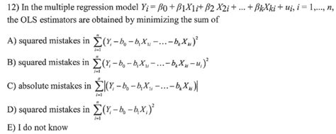 Solved In The Multiple Regression Model
