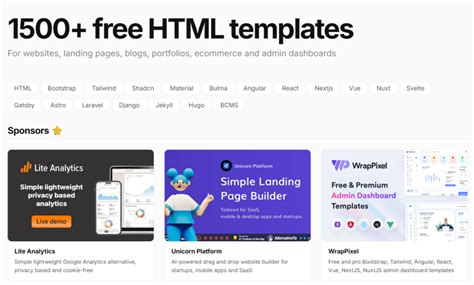 免费美观的前端网页模板包括HTML Vue Angular React OFAI九邻人工智能研究院