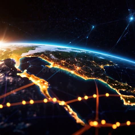 A Futuristic Digital Globe Showcasing Network Connections And Data