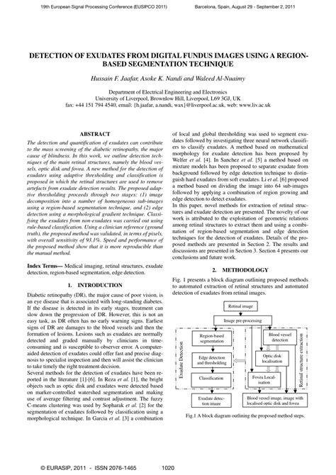 Pdf Detection Of Exudates From Digital Fundus Images Using A Region