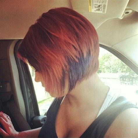 Vibrant Red Stacked Bob Haircut