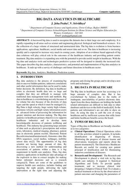 Pdf Big Data Analytics In Healthcare